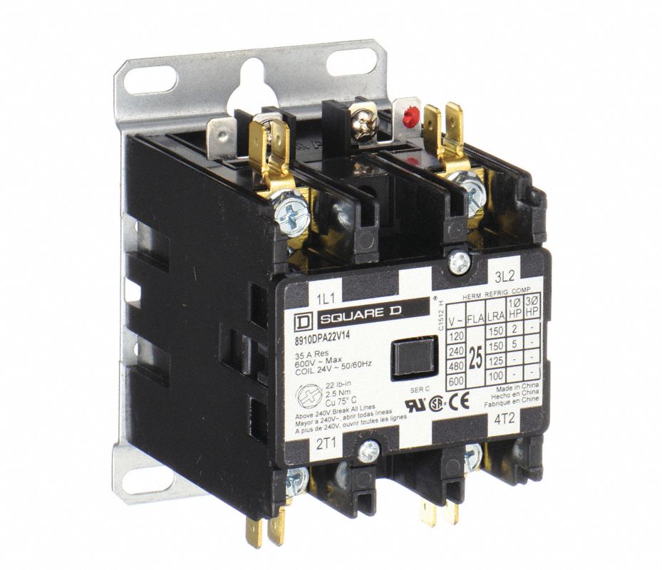SQUARE D Contactor, 120VCA, Número de Polos 2, Reversible: No, Amperaje ...
