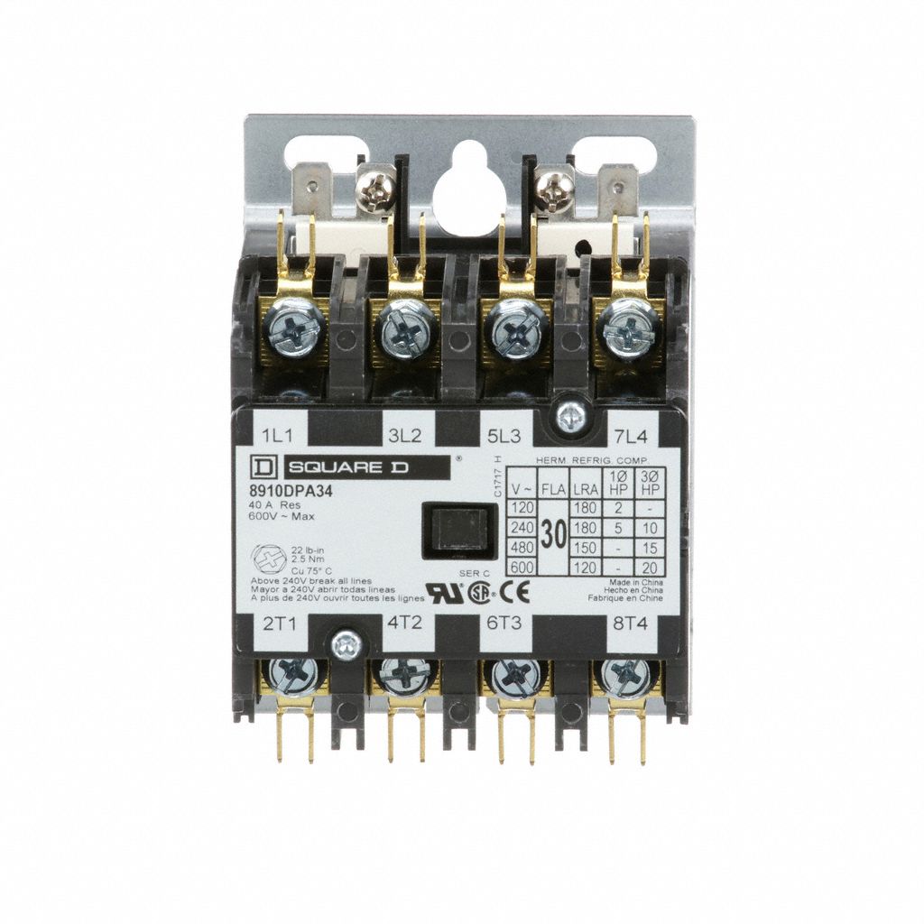 SQUARE D, 4 Poles, 208-240V AC, Definite Purpose Magnetic Contactor ...