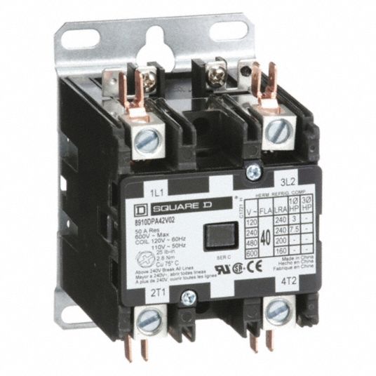 SQUARE D Definite Purpose Magnetic Contactor: 2 Poles, 40 A Full Load ...
