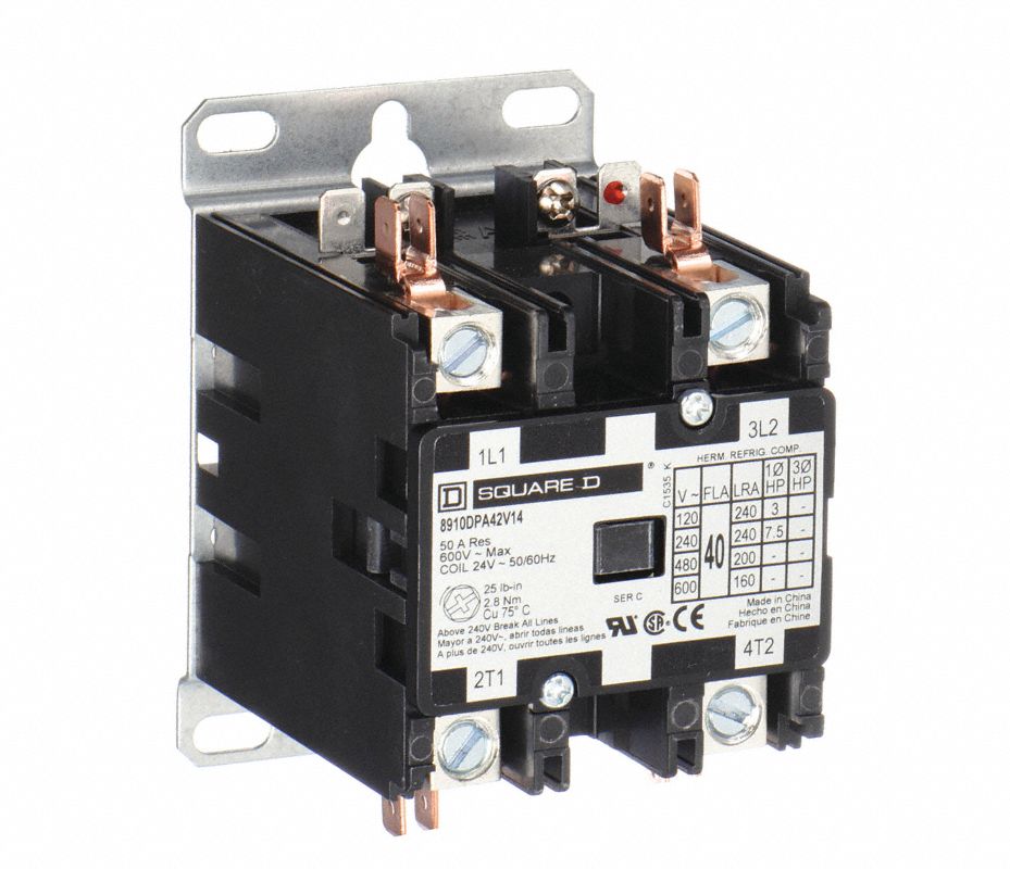 SQUARE D Contactor, 24VCA, Número de Polos 2, Reversible: No, Amperaje ...