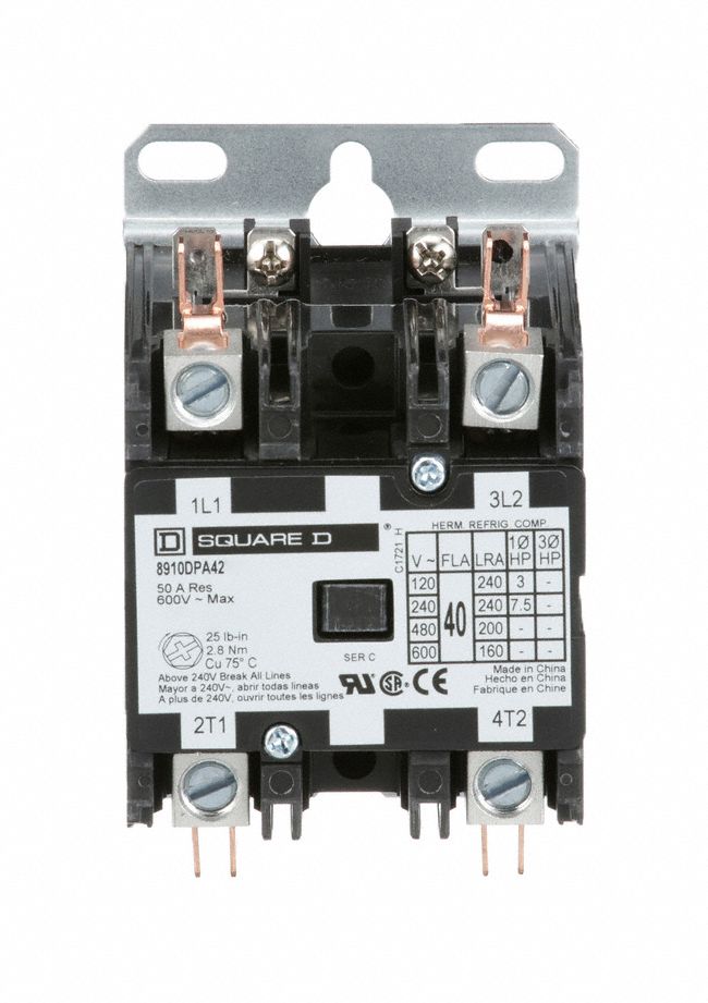 SQUARE D, 2 Poles, 277V AC, Definite Purpose Magnetic Contactor - 5KAL1 ...