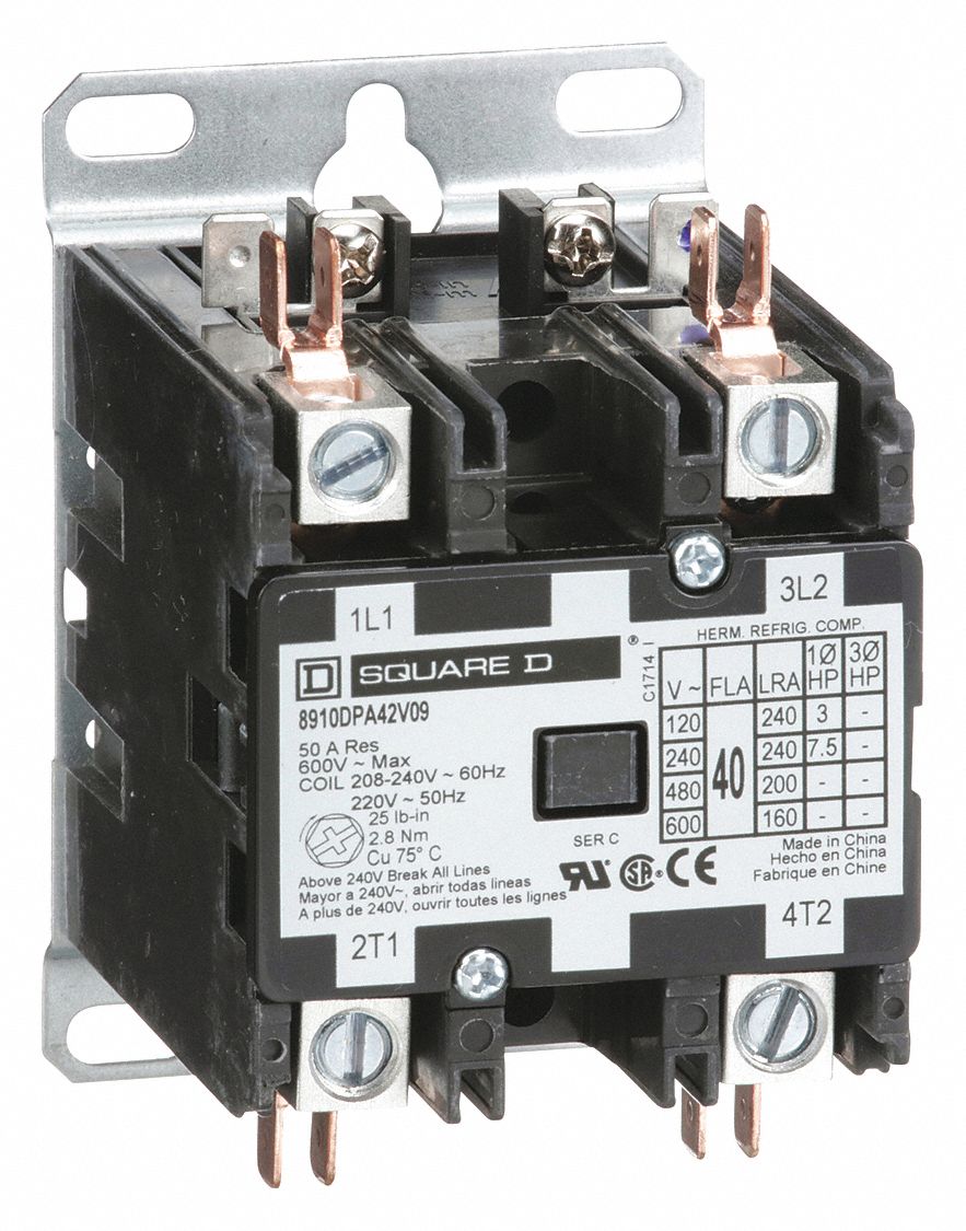 SQUARE D, 2 Poles, 208-240V AC, Definite Purpose Magnetic Contactor ...