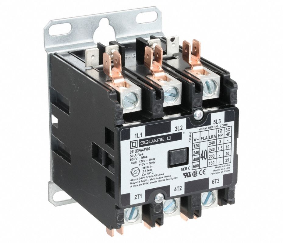 SQUARE D Contactor, 120VCA, Número de Polos 3, Reversible: No, Amperaje ...