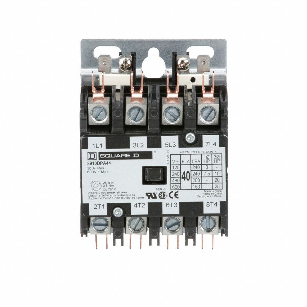 SQUARE D, 4 Poles, 277V AC, Definite Purpose Magnetic Contactor - 5KAN1 ...