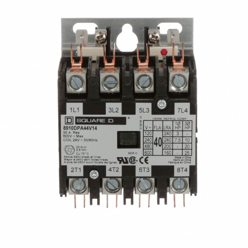 SQUARE D, 4 Poles, 24V AC, Definite Purpose Magnetic Contactor - 5KAN4 ...