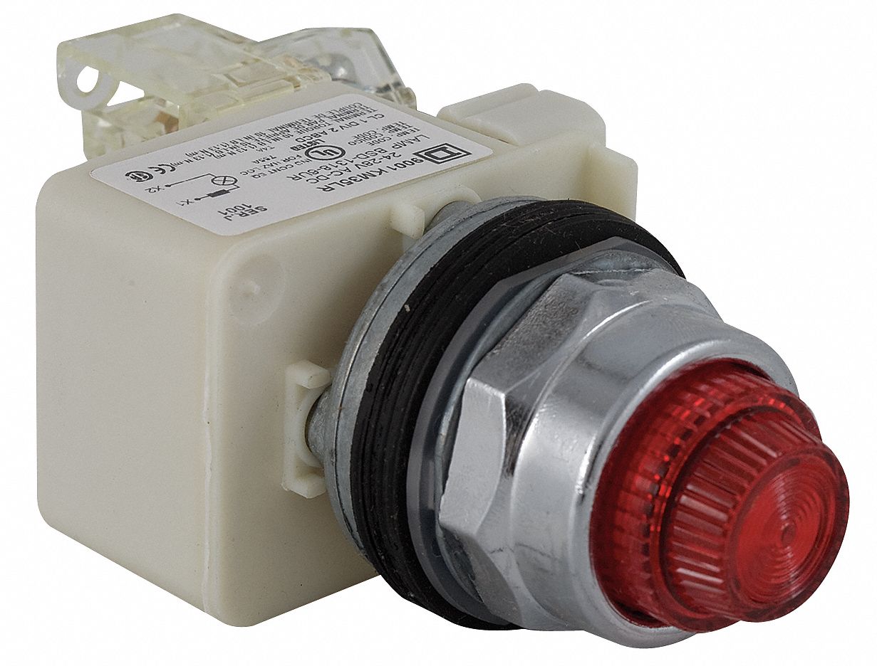 SCHNEIDER ELECTRIC, 30 mm Panel Mounting Size, Red, Pilot Light - 5KAT7 ...