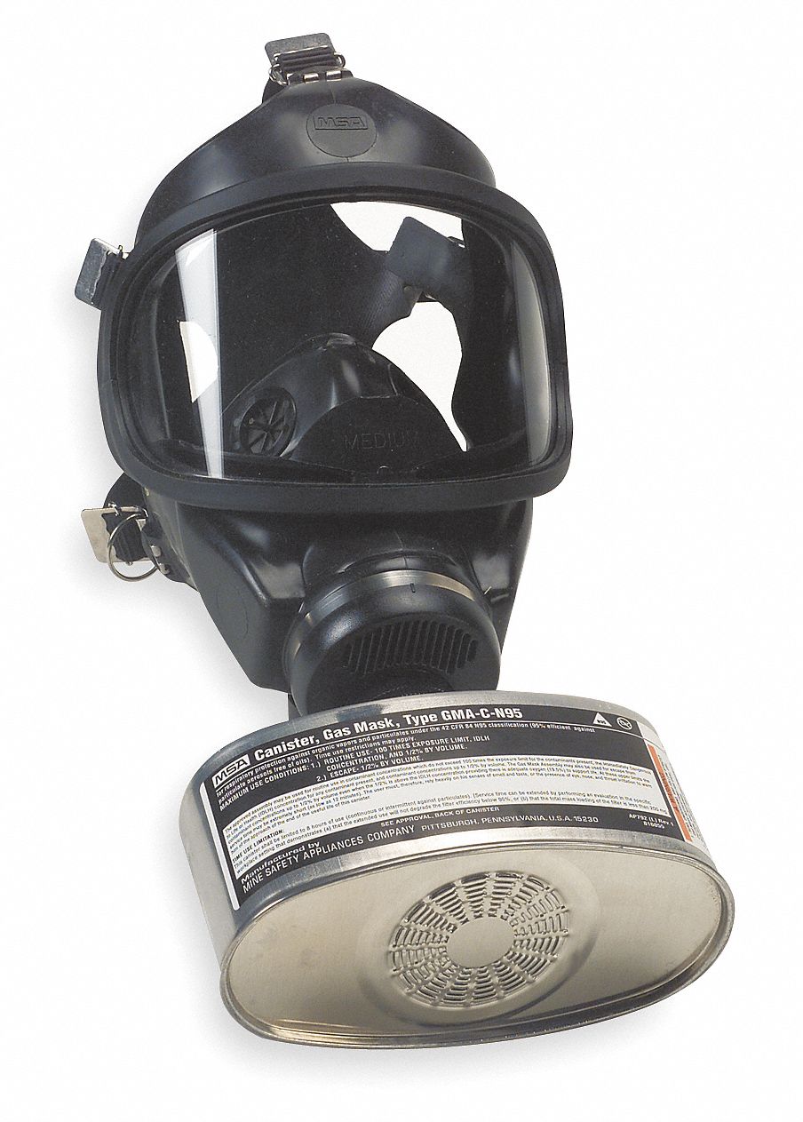 Gas Mask, M, Includes Face Piece and Canister - Grainger