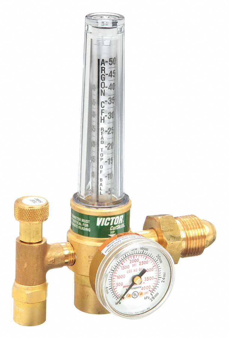 VICTOR Flowmeter Regulator: CGA 580 Inlet, 5/8"-18 F RH Outlet - 5KJ73 ...