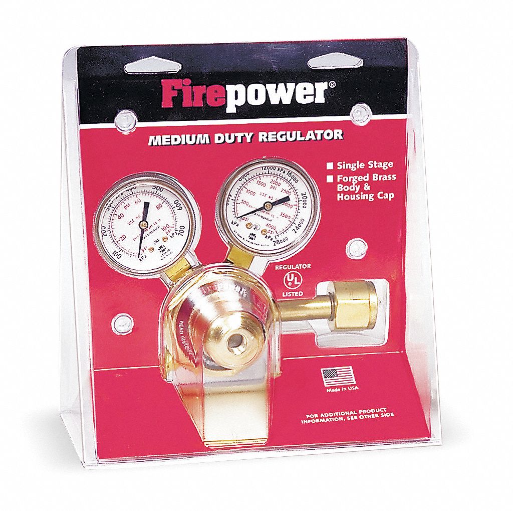 VICTOR Oxygen, Gas Regulator, CGA-540, Single, Forged Brass, 4 to 80 ...