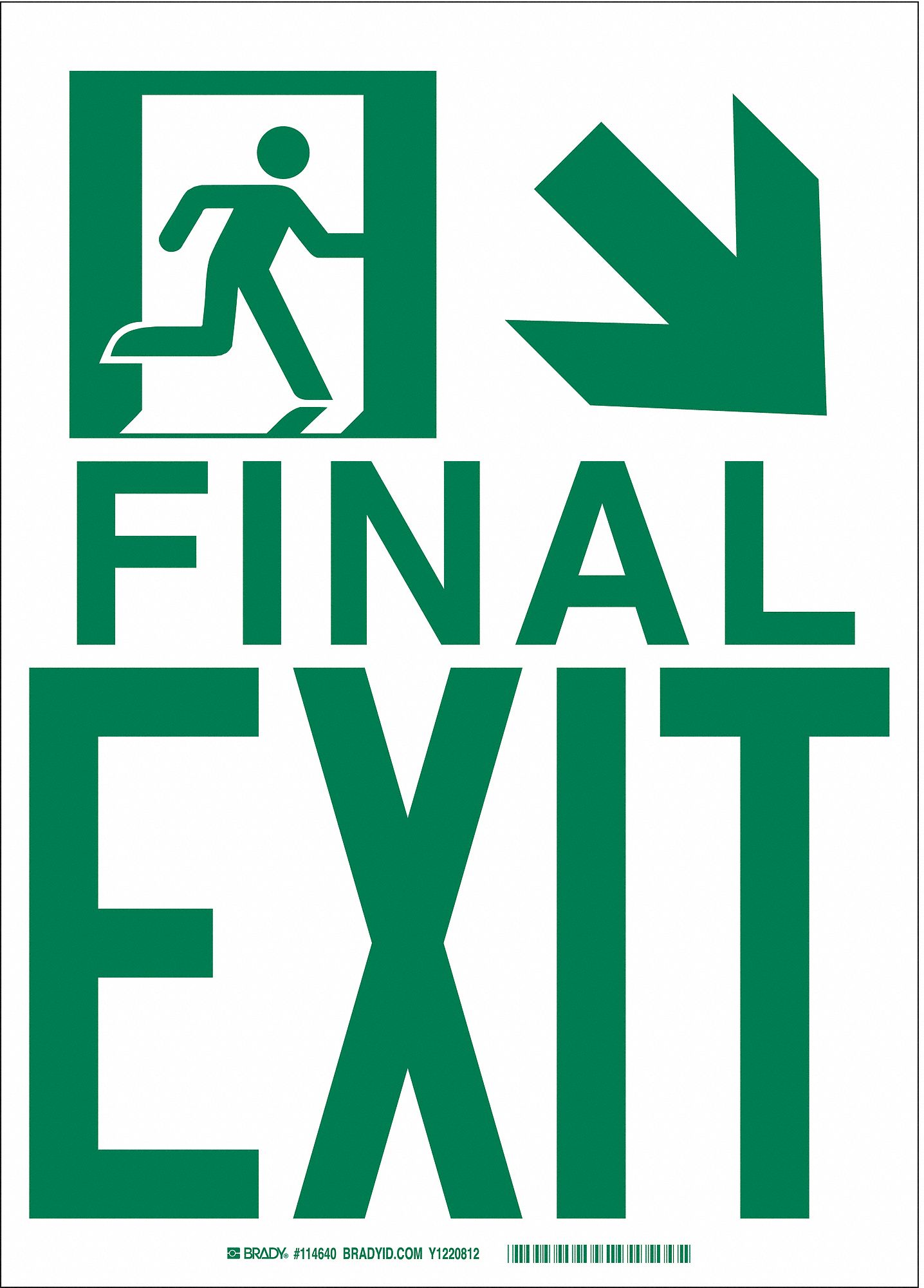 Plastic, Exit Sign, 10" Width, 14" Height, Double-Sided No, Surface ...