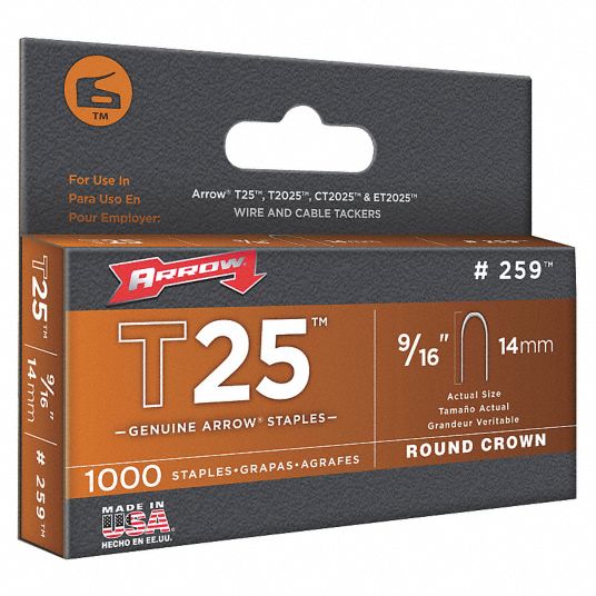 ARROW, Round Staple, 1/4 in Crown Wd, Round Crown Staples,1/4 in W ...