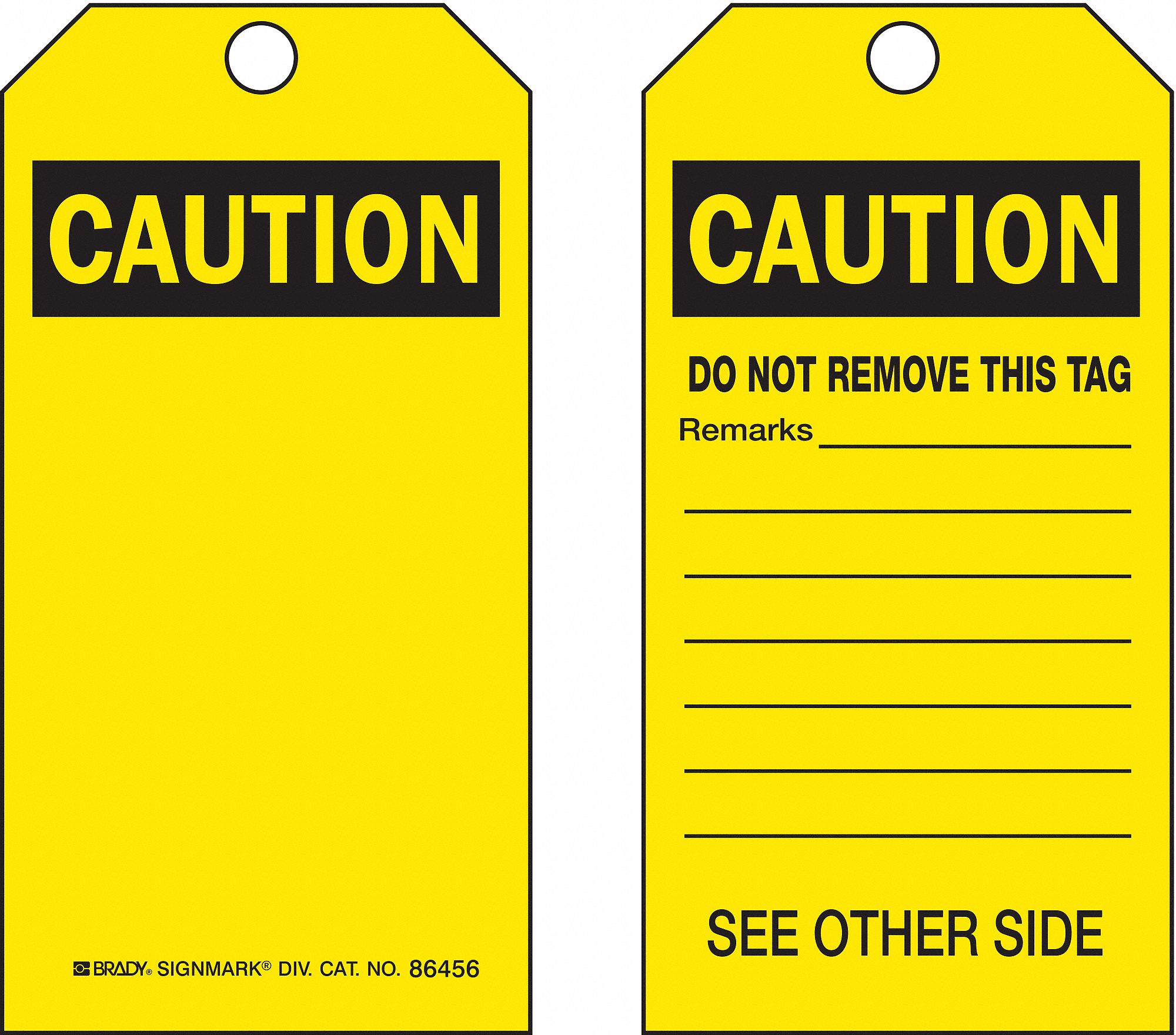 Caution Tag, Height 7", Width 4", PK 10 - Grainger