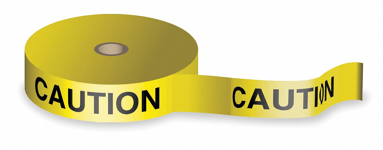 Biodegradable Barricade Tape, Yellow/Black, 3 in x 150 ft, Caution - Grainger