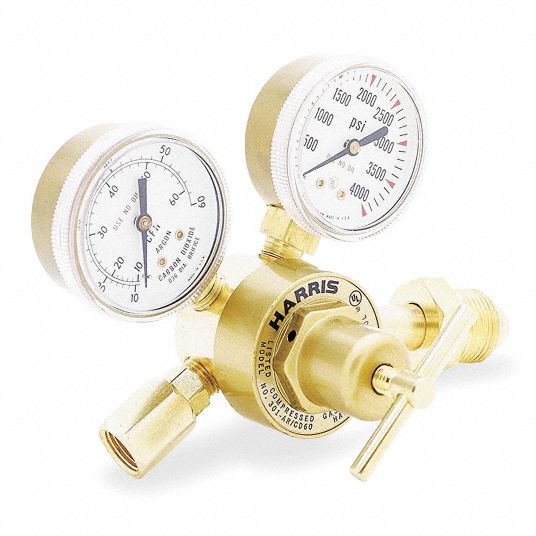 HARRIS, CGA 320 Inlet, 5/8"-18 F RH Outlet, Flow Gauge Regulator ...