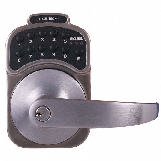 Electronic Keyless Lock, Brushed Chrome - Grainger
