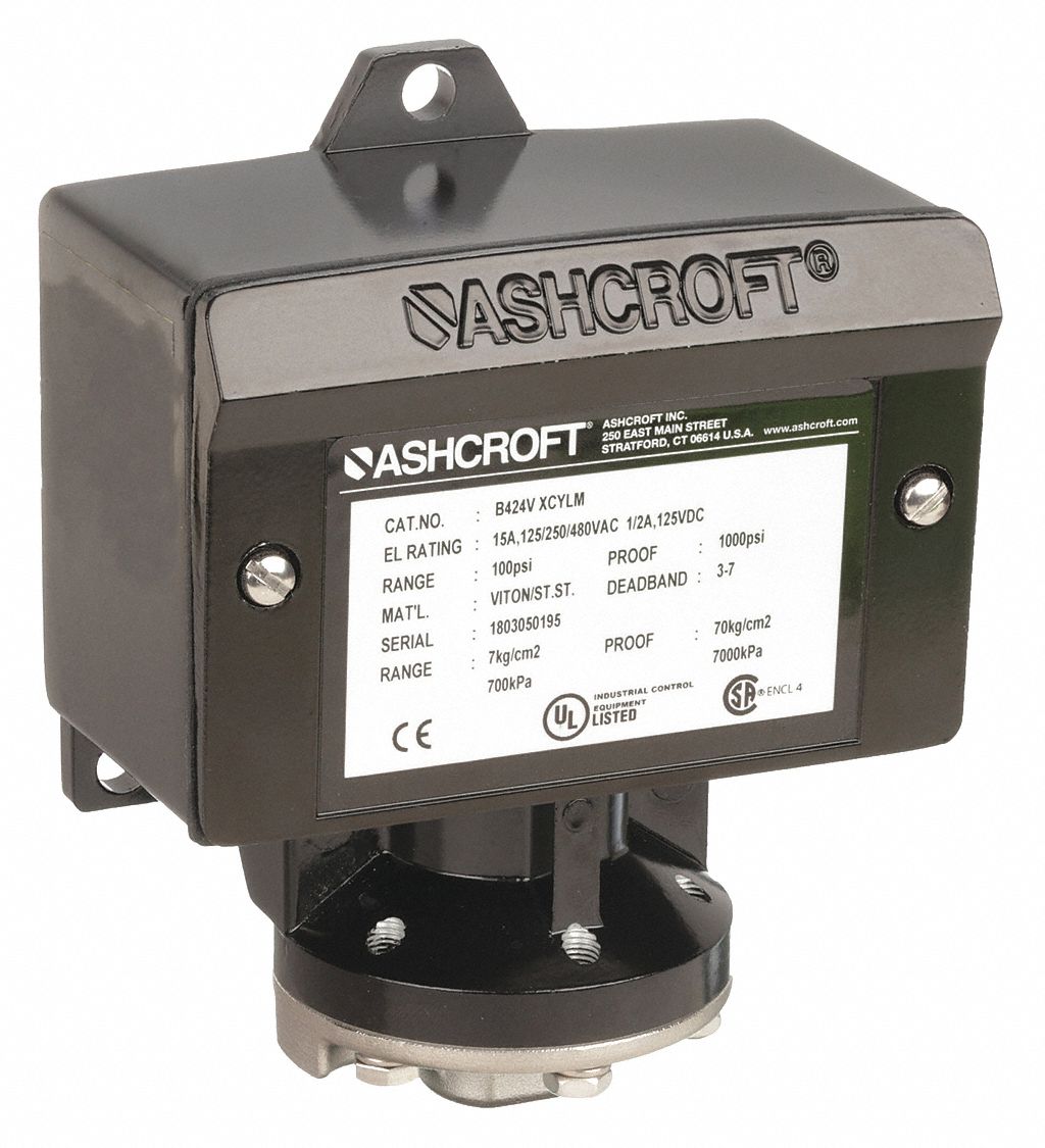 ASHCROFT, 10 psi – 100 psi, B Series, Pressure Switch - 5LB44 ...