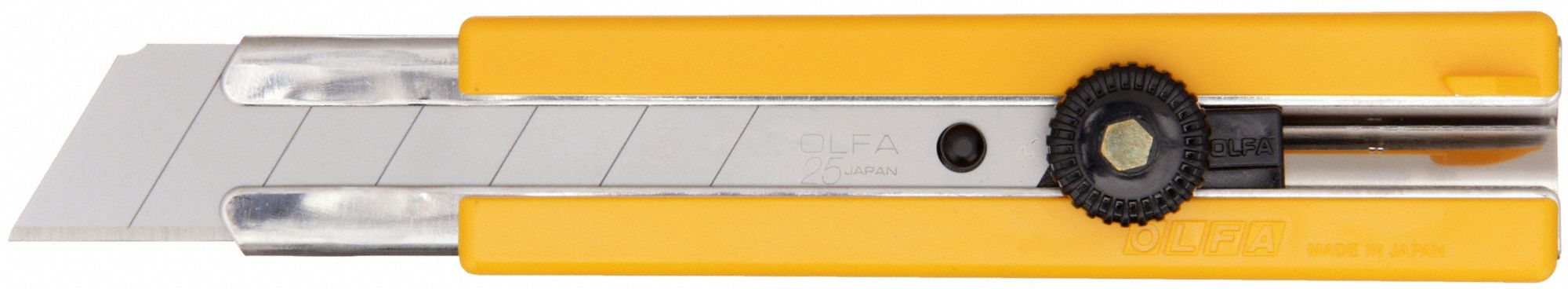 OLFA Snap-Off Utility Knife: 7 in Overall Lg, Plain, 7 Segments, 0 Blades Stored, Yellow - 5LC35 ...