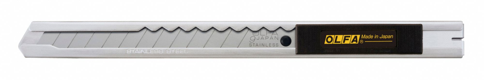 OLFA Snap-Off Utility Knife: 5 1/2 in Overall Lg, Plain, 13 Segments, 0 Blades Stored, Silver ...
