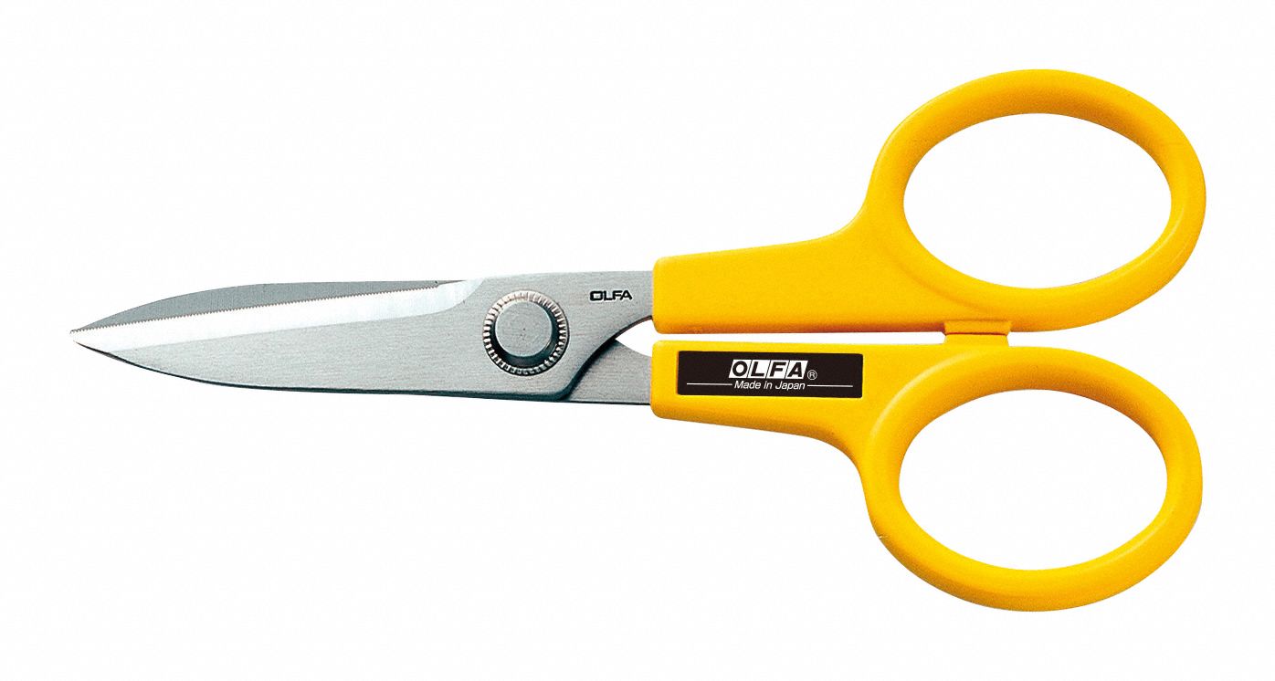 OLFA Industrial Shears: Ambidextrous, 6 1/4 in Overall Lg, Serrated ...
