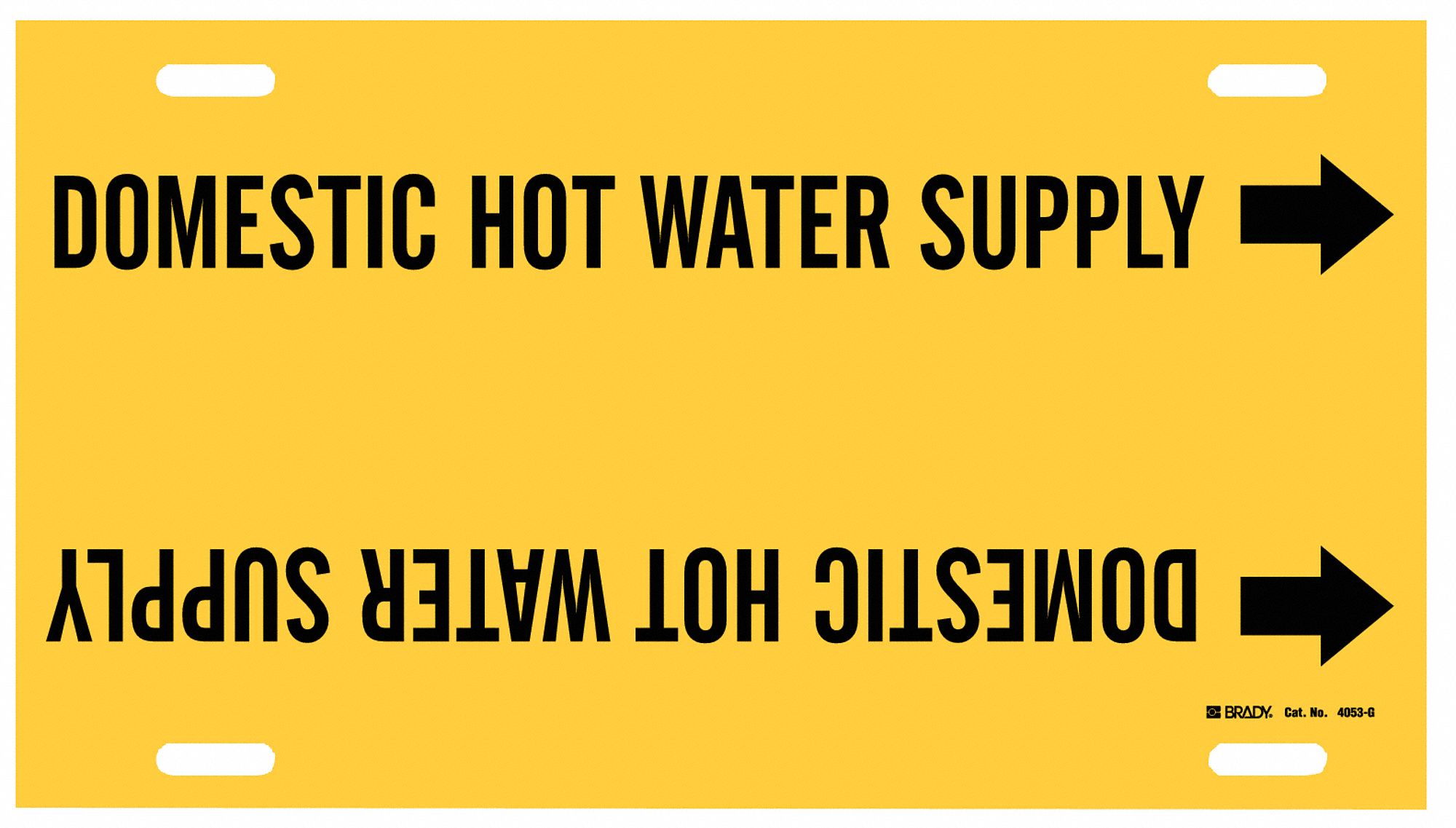 Domestic Hot Water Supply, Yellow, Pipe Marker - 5LEW4|4053-G - Grainger