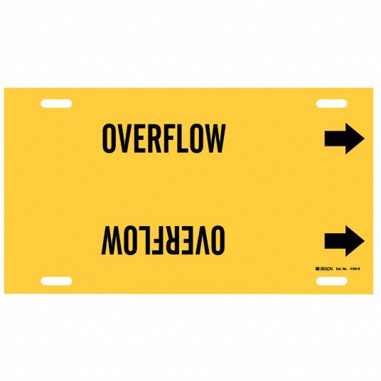 Overflow, Yellow, Pipe Marker - 5LFF6|4104-H - Grainger