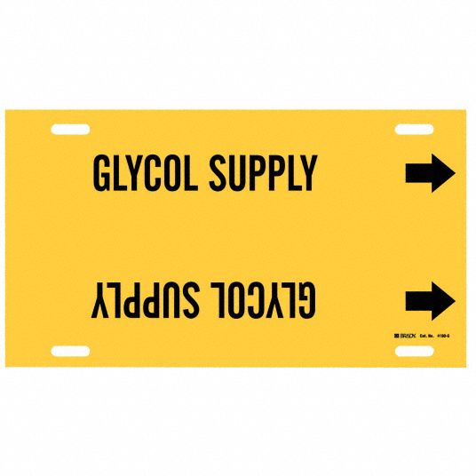 Glycol Supply, Yellow, Pipe Marker - 5LFV6|4190-G - Grainger