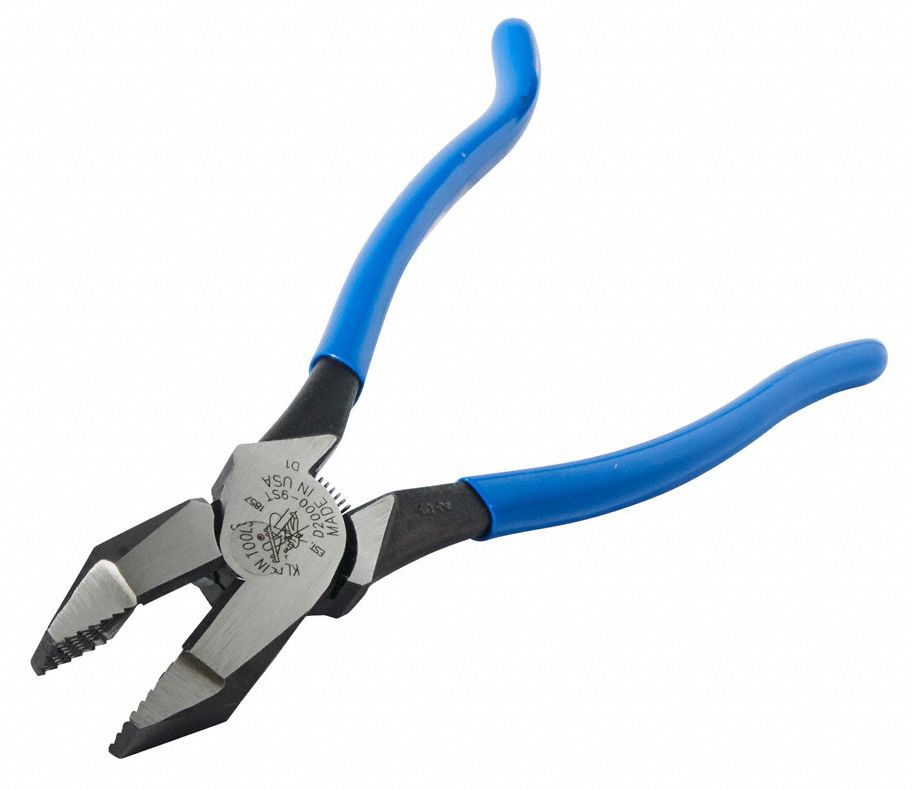 KLEIN TOOLS Iron Workers Plier: Flat, 9 3/8 in Overall Lg, 1 5/8 in Jaw ...
