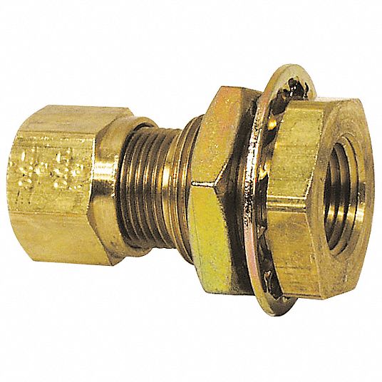 Bulkhead Fitting,Female,3/8 x 3/8,PK5 - Grainger