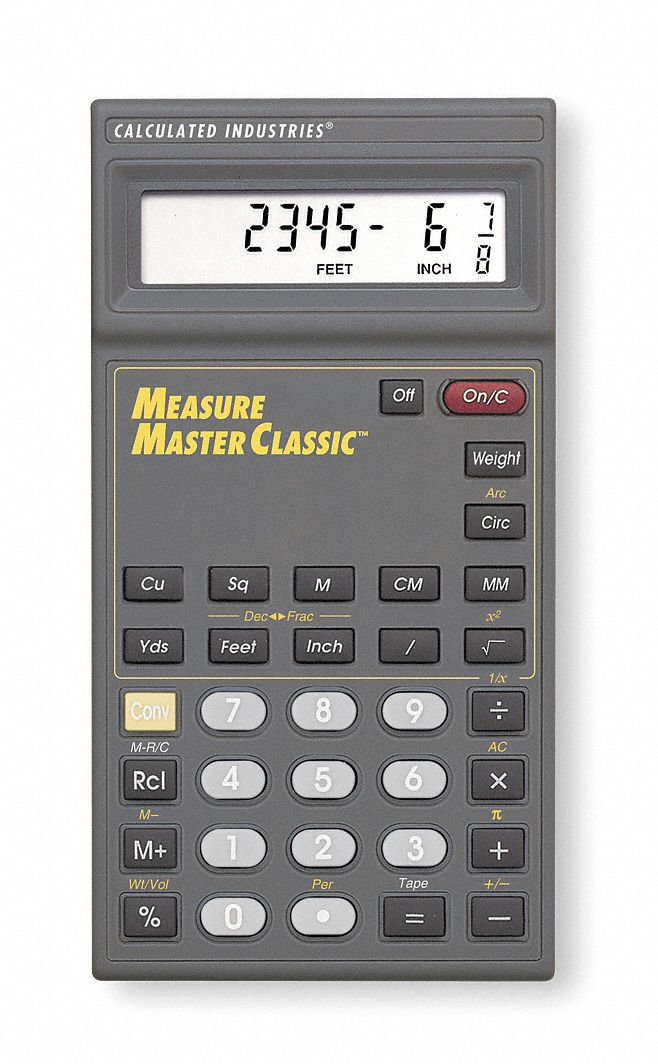 Construction Calculator, 7 Normal, 4 Fraction Display Digits, 5 1/2 in ...