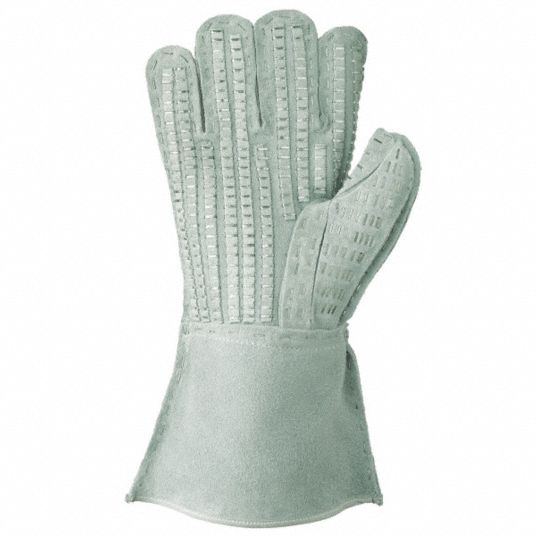 Barb Wire Handling Glove, Cowhide Leather Palm Material, L, Gray ...
