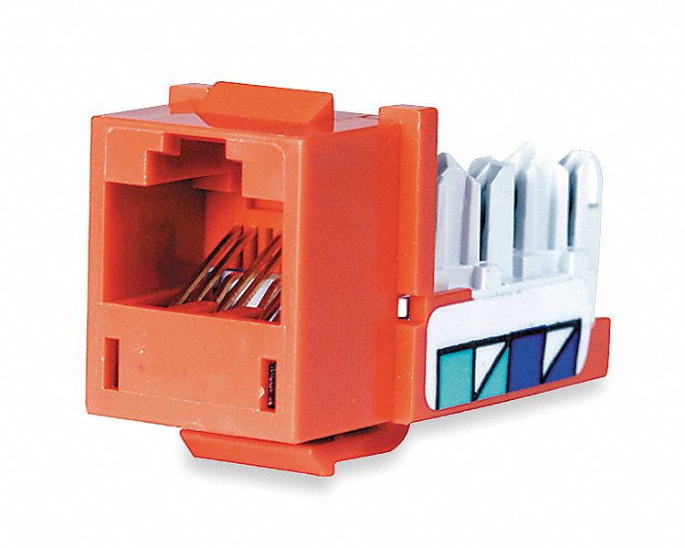 HUBBELL PREMISE WIRING Modular Jack, Orange, Plastic, Series: Standard ...