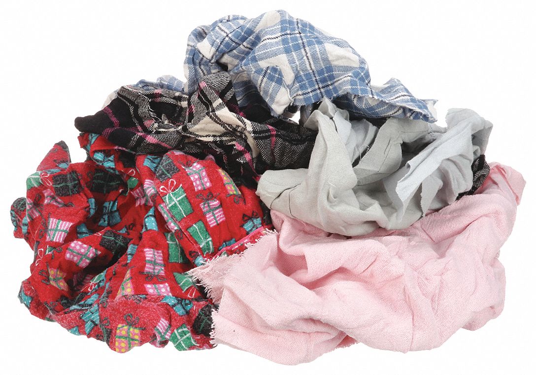 Flannel, Recycled, Cloth Rag - 5LVC5|G350004BG - Grainger