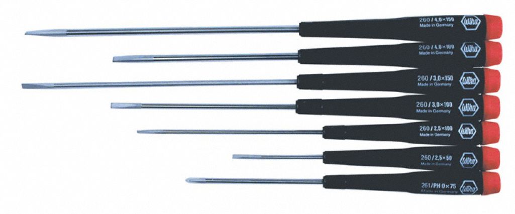 WIHA TOOLS Precision Screwdriver Set: 7 Pieces, Phillips/Slotted Tip ...