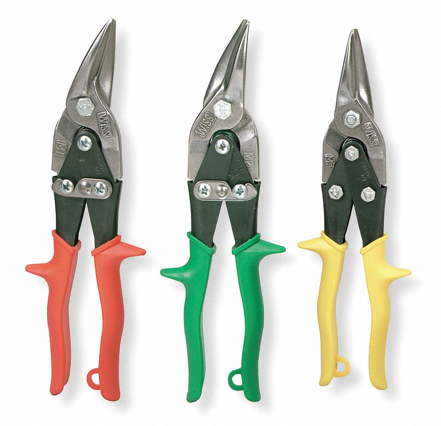 CRESCENT WISS, Left/Right/Straight, 9 3/4 in Overall Lg, Aviation Snip ...