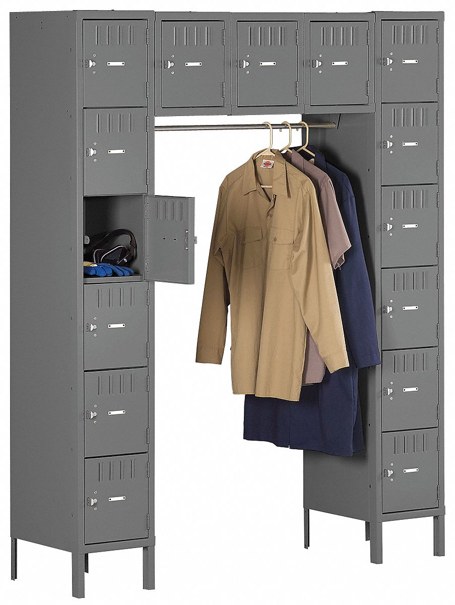 TENNSCO Gray Box Locker Unit with Coat Rod, (5) Wide, (6) Tier ...