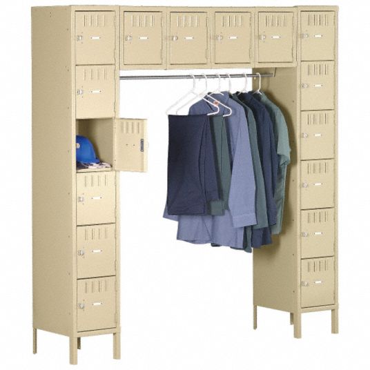 TENNSCO, 72 in x 18 in x 78 in, 6 Tiers, Box Locker Unit with Coat Rod ...