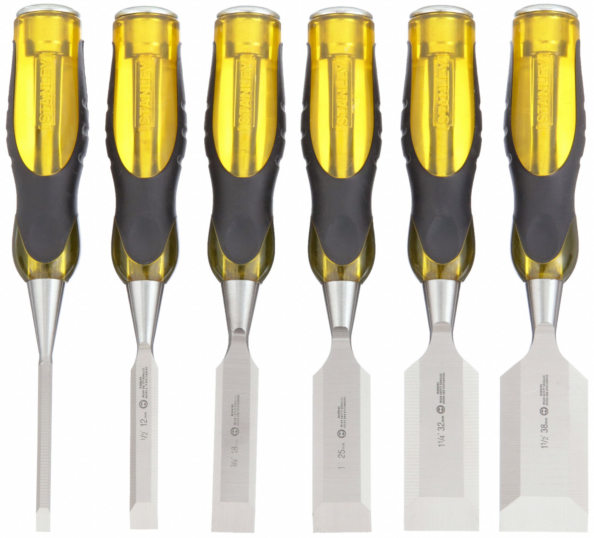 STANLEY Chisel Set: 9 in Overall Lg, 6 Pieces, 1 1/2 in/1 1/4 in/1/2 in ...