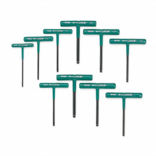Short T-Handle, Ergonomic Ball End Hex Key Set, Number of Pieces: 10 ...