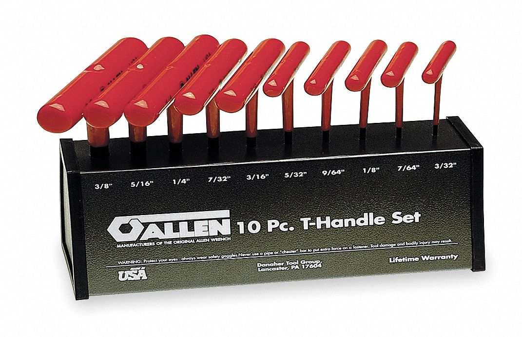 Long T-Handle, Ergonomic Cushion Grip Hex Key Set, Number of Pieces: 10 ...