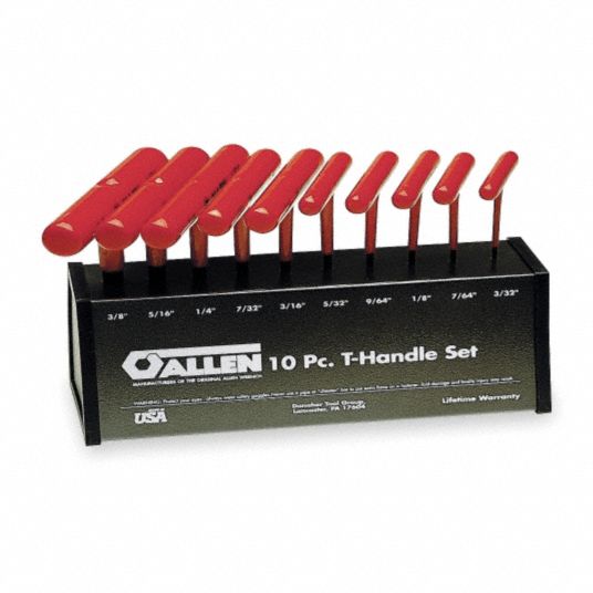 Long T-Handle, Ergonomic Cushion Grip Hex Key Set, Number of Pieces: 10 ...