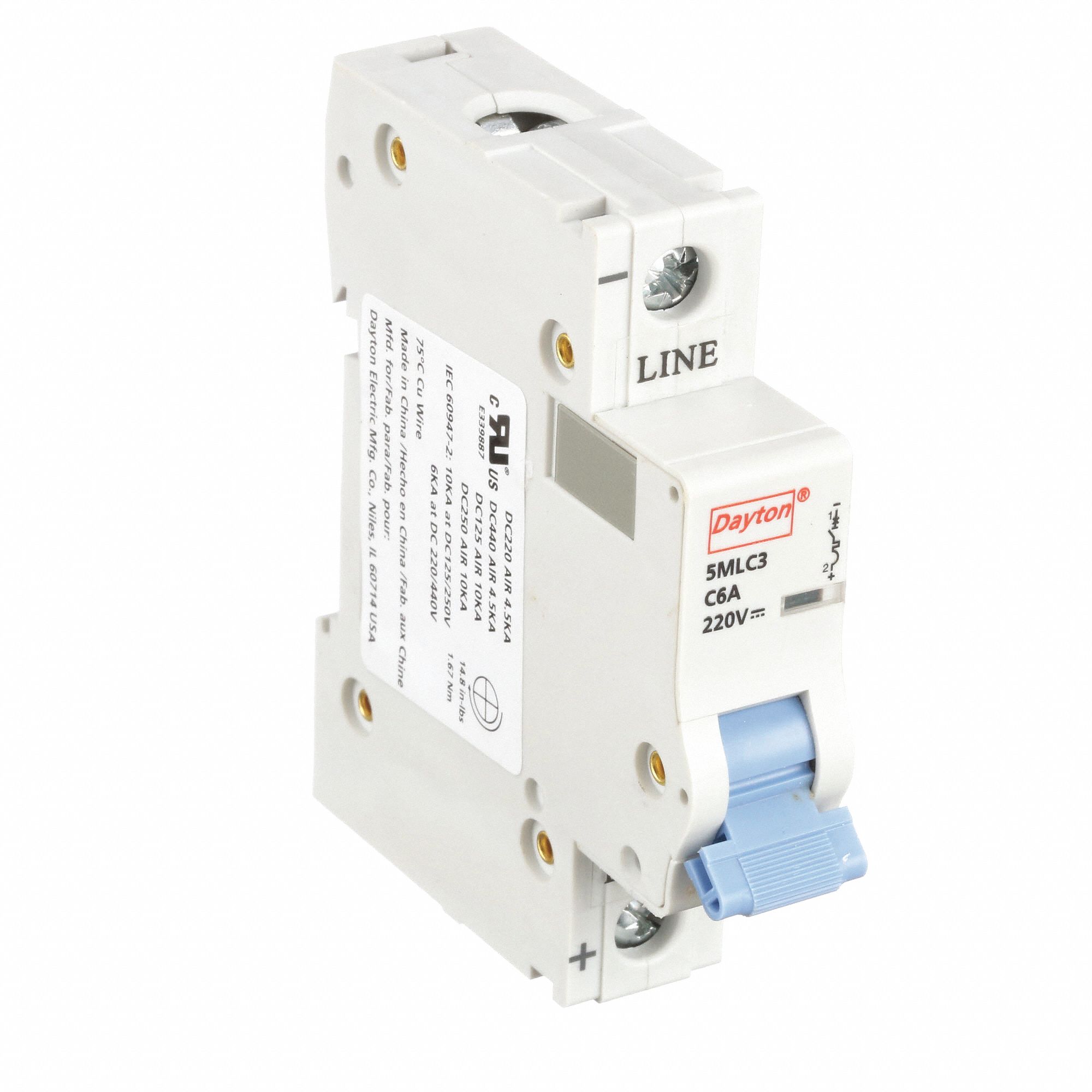 DAYTON, 6 A Amps, 220V DC, IEC Supplementary Protector - 5MLC3|5MLC3 ...