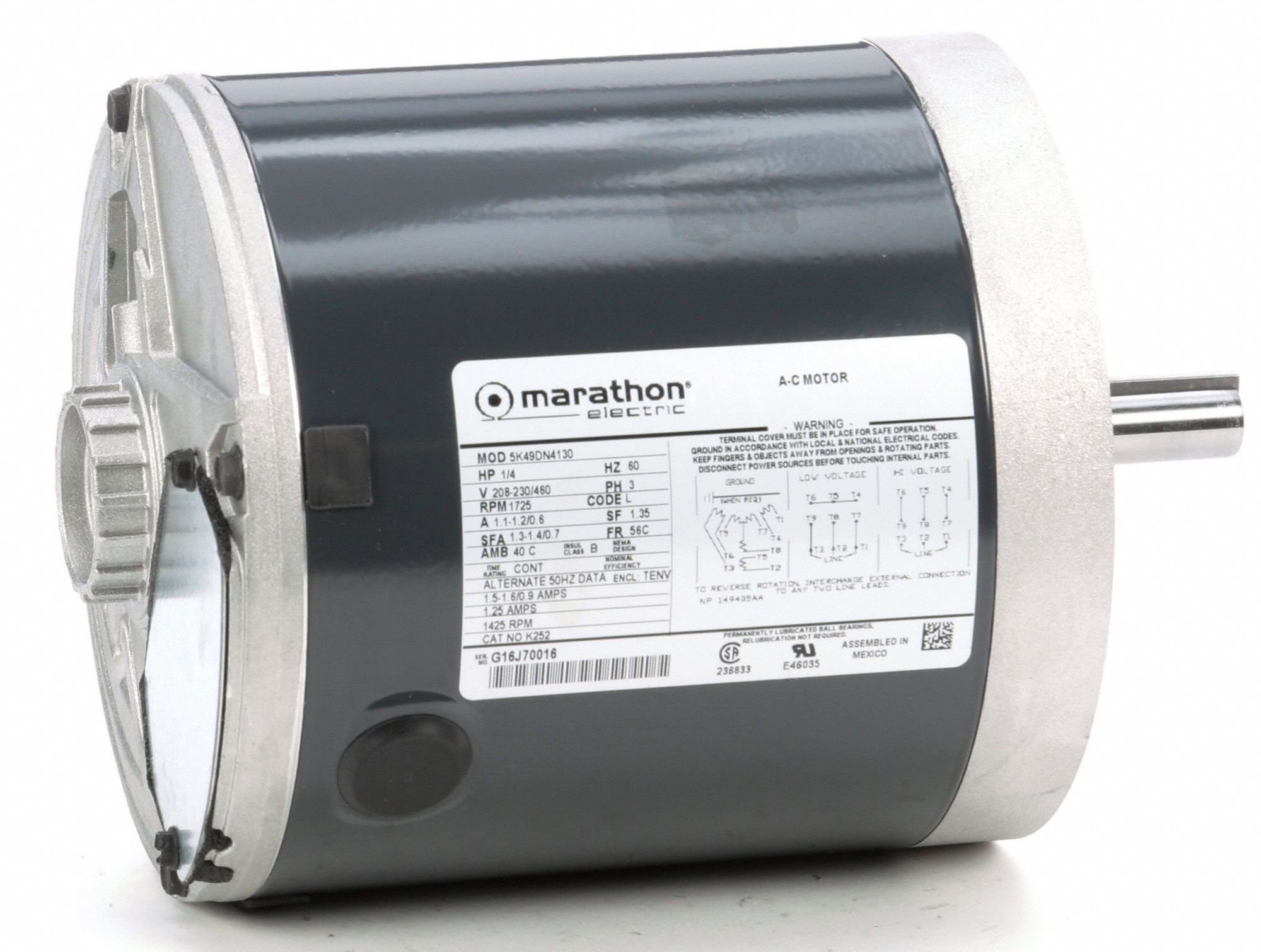 MARATHON MOTORS General Purpose Motor: Totally Enclosed Nonventilated ...