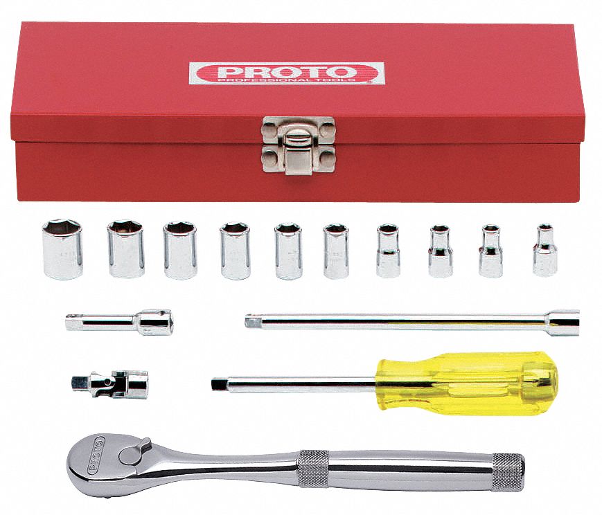 Proto Socket Wrench Set Socket Size Range 3 16 In To 9 16 In Drive