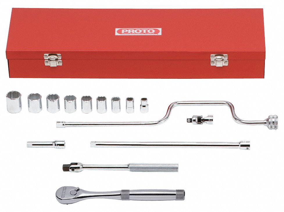 Proto Socket Wrench Set Socket Size Range 3 8 In To 7 8 In Drive Size
