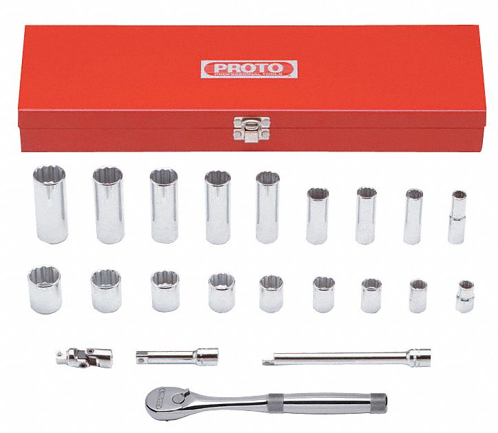PROTO, 3/8 in Drive, 22 Piece, Socket Wrench Set - 5NAW3|J52136XL ...