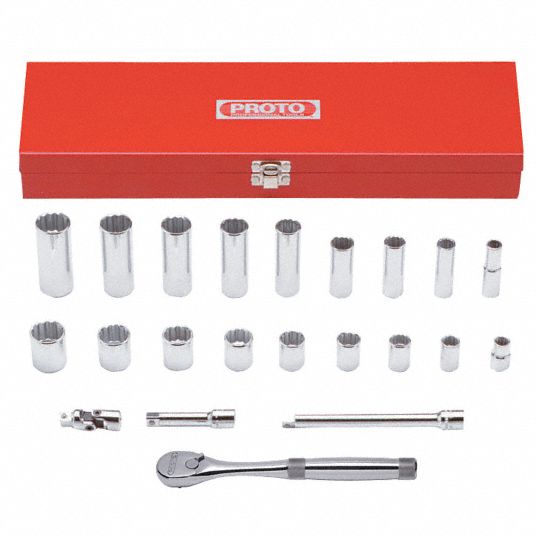 PROTO, 3/8 in Drive, 22 Piece, Socket Wrench Set - 5NAW3|J52136XL ...