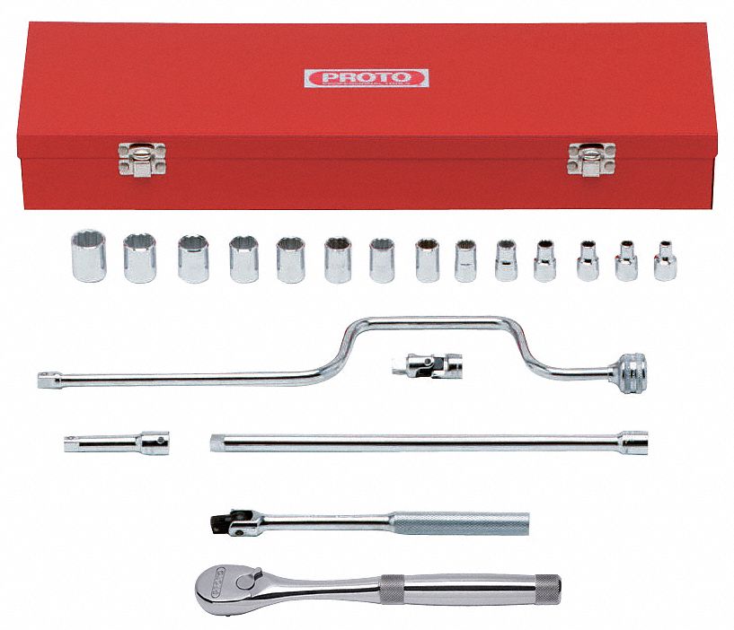 Proto Socket Wrench Set Socket Size Range 6 Mm To 19 Mm Drive Size 3