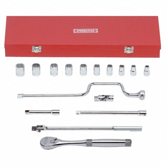 PROTO, 1/2 in Drive, 16 Piece, Socket Wrench Set - 5NAW9|J54118XL ...