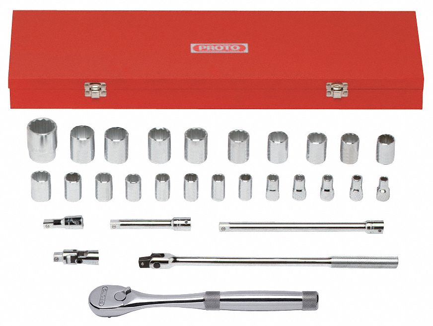 PROTO, 1/2 in Drive, 29 Piece, Socket Wrench Set - 5NAX4|J54212XL ...