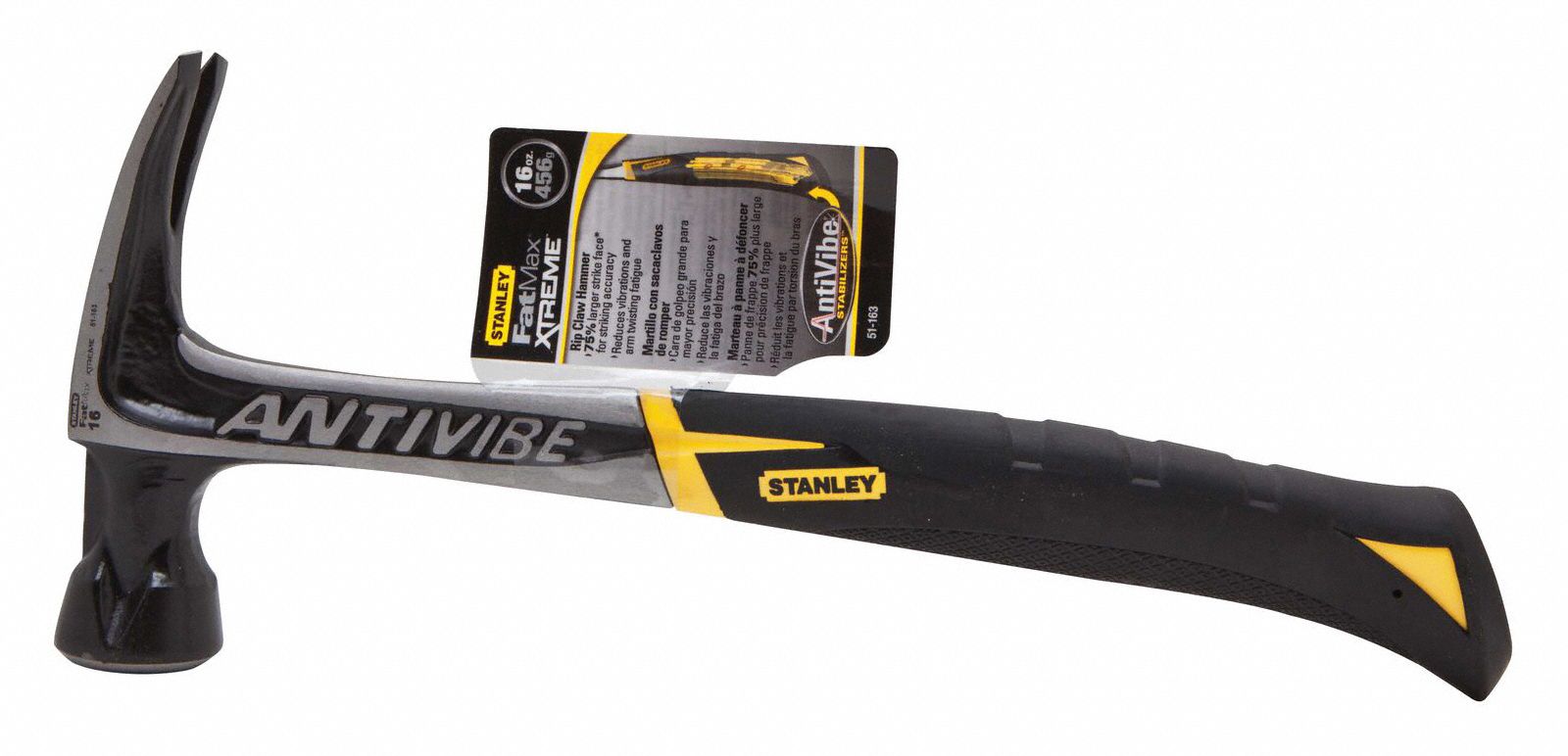 STANLEY Straight Claw Hammer: Steel, Textured Grip, Steel Handle, 16 oz ...